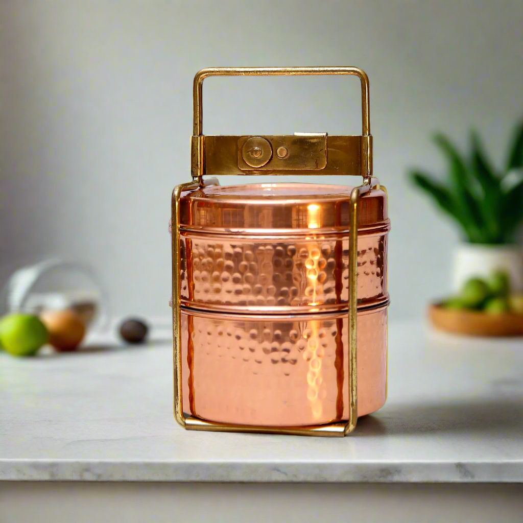 Pure Copper With 2 Containers Lunch Box – Kaareegaree
